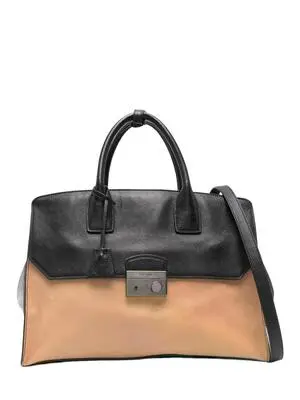 Prada 2010s Leather Top Handle Bag - Black