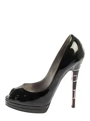 Casadei 150mm Patent Leather Peep-toe Pumps - Black