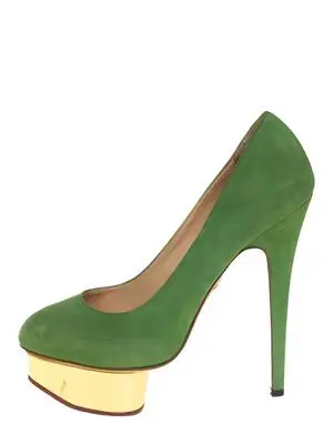 CHARLOTTE OLYMPIA 140mm Suede Platform Pumps - Green