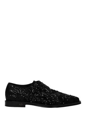 Dolce & Gabbana Sequined Lace-up Flats - Black