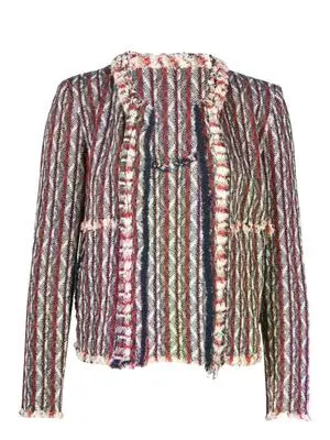 IRO PARIS Tweed Fringed Jacket - White