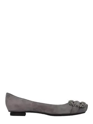 Alberta Ferretti Rhinestone-buckle Suede Flat Sandals - Grey