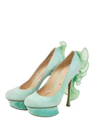 NICHOLAS KIRKWOOD 2024 140mm Suede Platform Pumps - Green