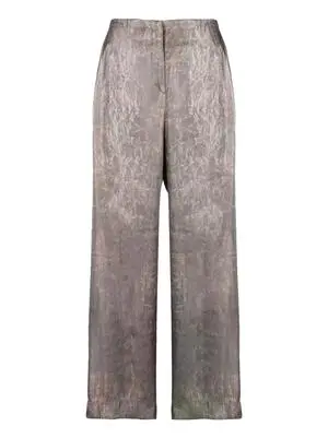Giorgio Armani 1990s Distressed-print Straight-leg Trousers - Grey