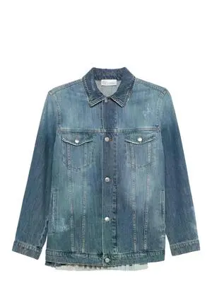 Valentino Garavani Pleated Denim Jacket - Blue