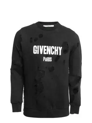 Givenchy 2023 Distressed Cotton Sweatshirt - Black