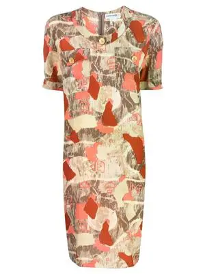 PIERRE CARDIN Pierre Cardin 1980s Abstract Print Silk Dress