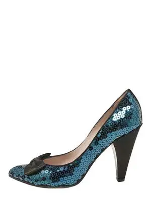 Marc Jacobs Vintage 100mm Sequinned Bow-detail Pumps - Blue