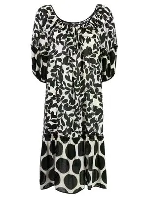 Dolce & Gabbana 2000s Graphic-print Silk Dress - Black