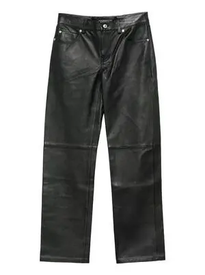 ALEXANDER WANG Logo-embellished Leather Trousers - Black