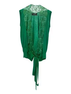 Dolce & Gabbana Lace Detail Wool Blouse - Green