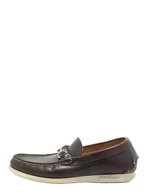 FERRAGAMO Gancini Leather Loafers - Brown