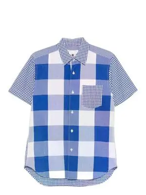 GANRYU COMME DES GARCONS 2019 Check-pattern Short-sleeve Shirt - Blue