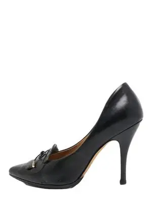 FERRAGAMO 2023 110mm Leather Bow Pumps - Black