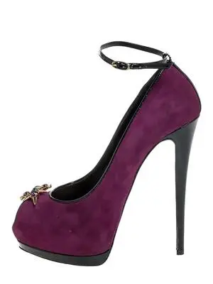 GIUSEPPE ZANOTTI 155mm Crystal Embellished Peep-toe Pumps - Purple