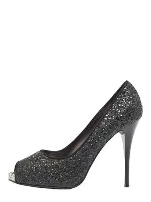 GIUSEPPE ZANOTTI 100mm Glitter Peep-toe Pumps - Black