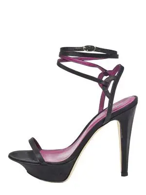 SERGIO ROSSI 120mm Platform Satin Sandals - Black