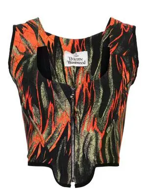 VIVIENNE WESTWOOD Flame-print Corset Top - Black