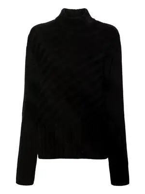 Versace 2000s Striped Mock-neck Jumper - Black