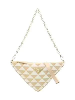 Prada 2010s Triangolo Symbole Pattern Shoulder Bag - Neutrals