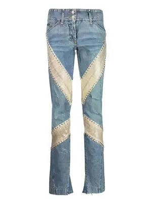 Dolce & Gabbana 2000s Snake-paneled Slim-cut Jeans - Blue