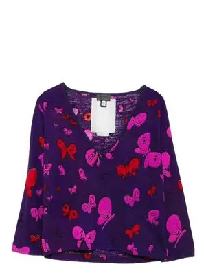 Versace 2000s Butterfly-patterned Wool Sweater - Purple