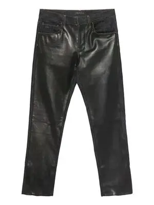 Prada 2010s Leather-paneled Jeans - Blue