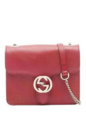 Gucci 2010s Interlocking G Chain-Strap Crossbody Bag Red
