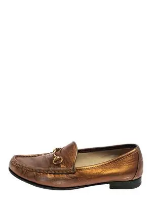 Gucci Metallic Almond Toe Loafers - Brown