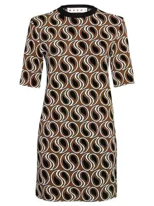Marni Paisley-jacquard Mini Dress - Brown
