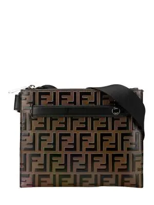 Fendi Ff 1974 Embossed Leather Crossbody Bag - Brown
