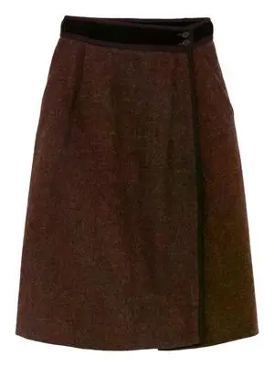 Saint Laurent 1970s Wool A-line Skirt - Brown