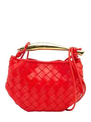 Bottega Veneta Baby Lambskin Intrecciato Sardine Satchel - Red