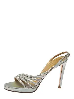 Valentino Garavani 115mm Crystal-embellished Slingback Sandals - Grey
