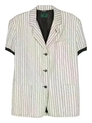 JEAN PAUL GAULTIER 1990s Bone-motif Striped Jacket - Neutrals