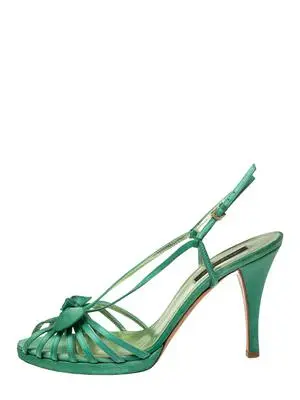 SERGIO ROSSI 100mm Satin Heeled Sandals - Green