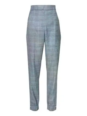 Tibi Plaid Banded-cuff Trousers - Grey