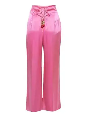 David Koma Lace-up Satin Trousers - Pink