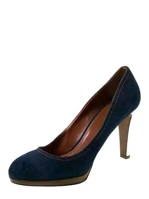 SERGIO ROSSI 95mm Denim Pumps - Blue
