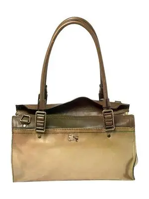 Burberry Two-tone Leather Satchel Bag - Brown
