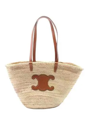 CELINE Raffia And Leather Tote Bag