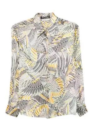 FERRAGAMO 1980s Silk Wing Shirt - Grey