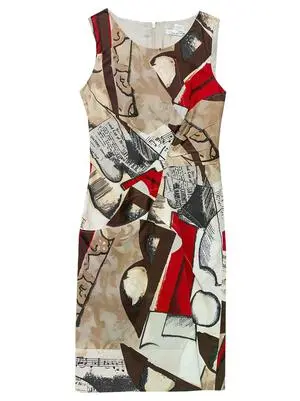 Oscar De La Renta Abstract-pattern Print Midi Dress - Brown