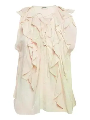 Zadig&Voltaire Ruffle-detail Floral Silk Blouse - Pink