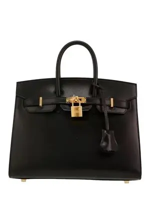 Hermès 2025 Birkin 25 Leather Tote Bag - Black
