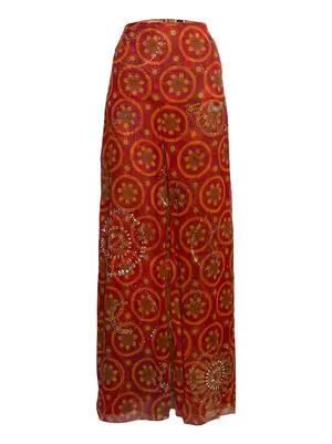 GIANFRANCO FERRE Beaded Printed Maxi Skirt