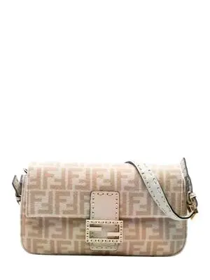 Fendi Fendi Zucca Wool Selleria Baguette Shoulder Bag Brown