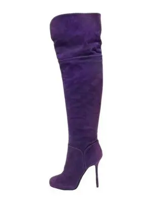 SERGIO ROSSI 130mm Thigh-high Suede Boots - Purple