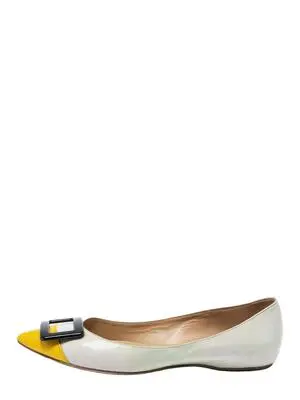 ROGER VIVIER Trompette Buckle-embellished Ballet Flats - Grey