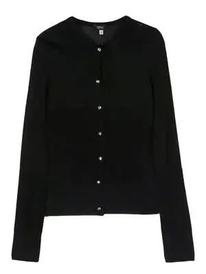 Versace 2000s Knitted Wool Cardigan - Black